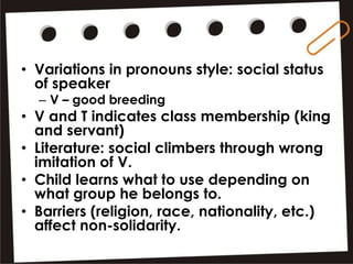 The Pronouns of Power and Solidarity | PPTX