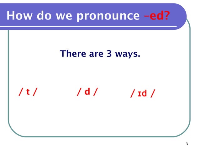 The pronunciation of ed | PPT