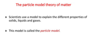 The properties of the different states of matter and the particle model ...