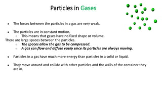 The properties of the different states of matter and the particle model ...