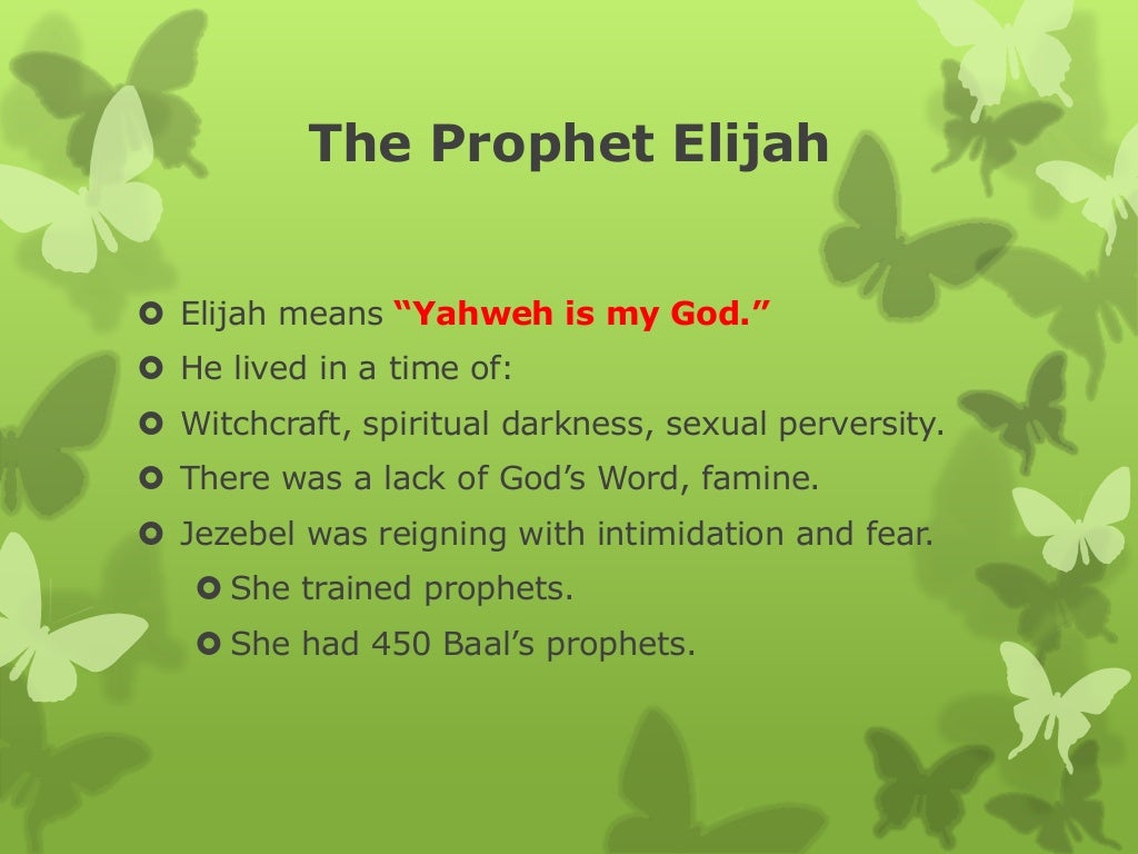 The prophet Elijah, a model of Seer