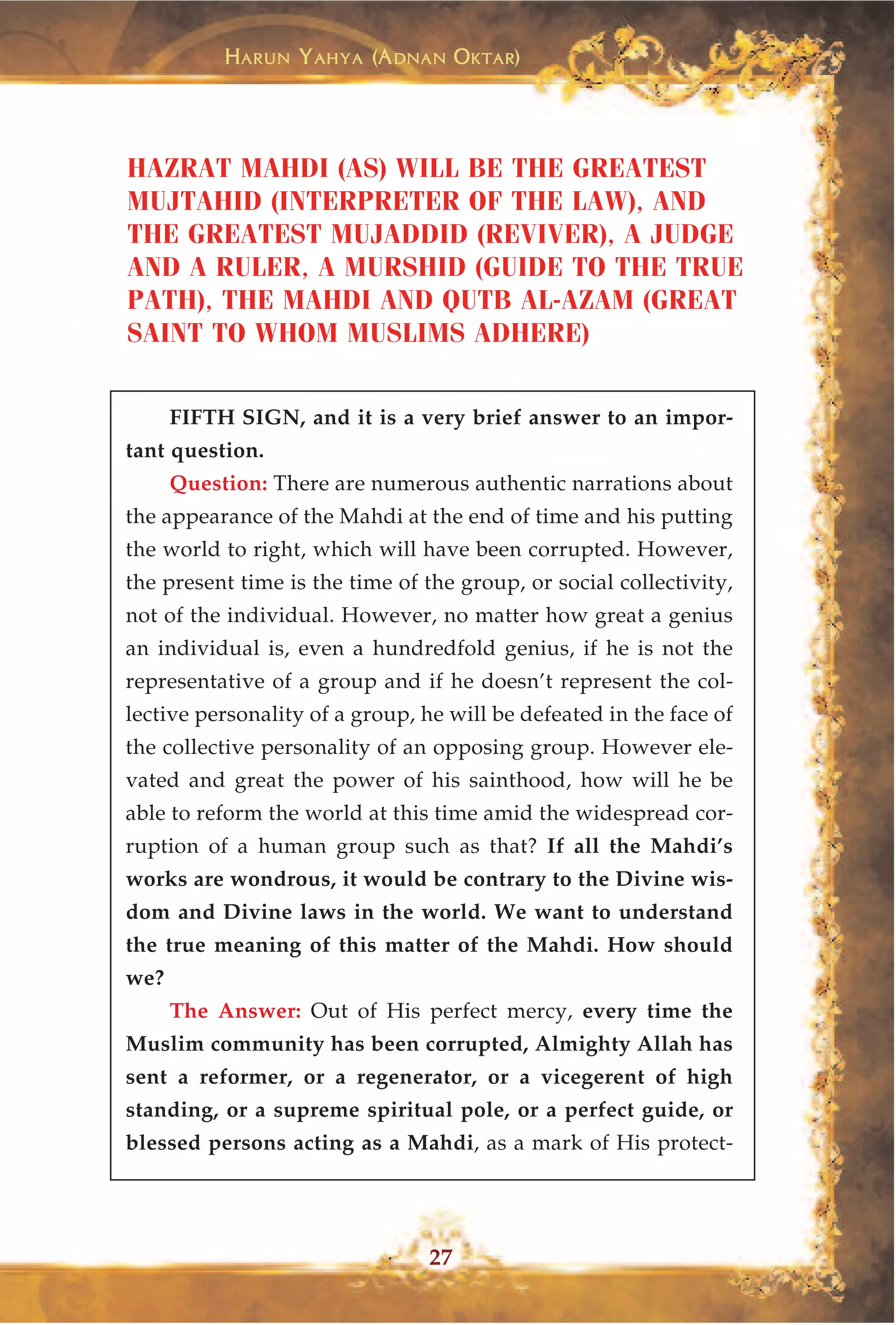 The prophet Isa (Jesus) (pbuh), hazrat Mahdi (pbuh) and the islamic ...