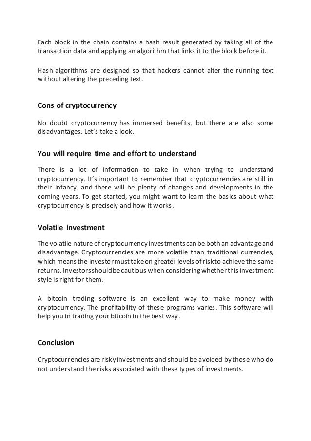 The pros and cons of cryptocurrency: a guide for new investors | PDF