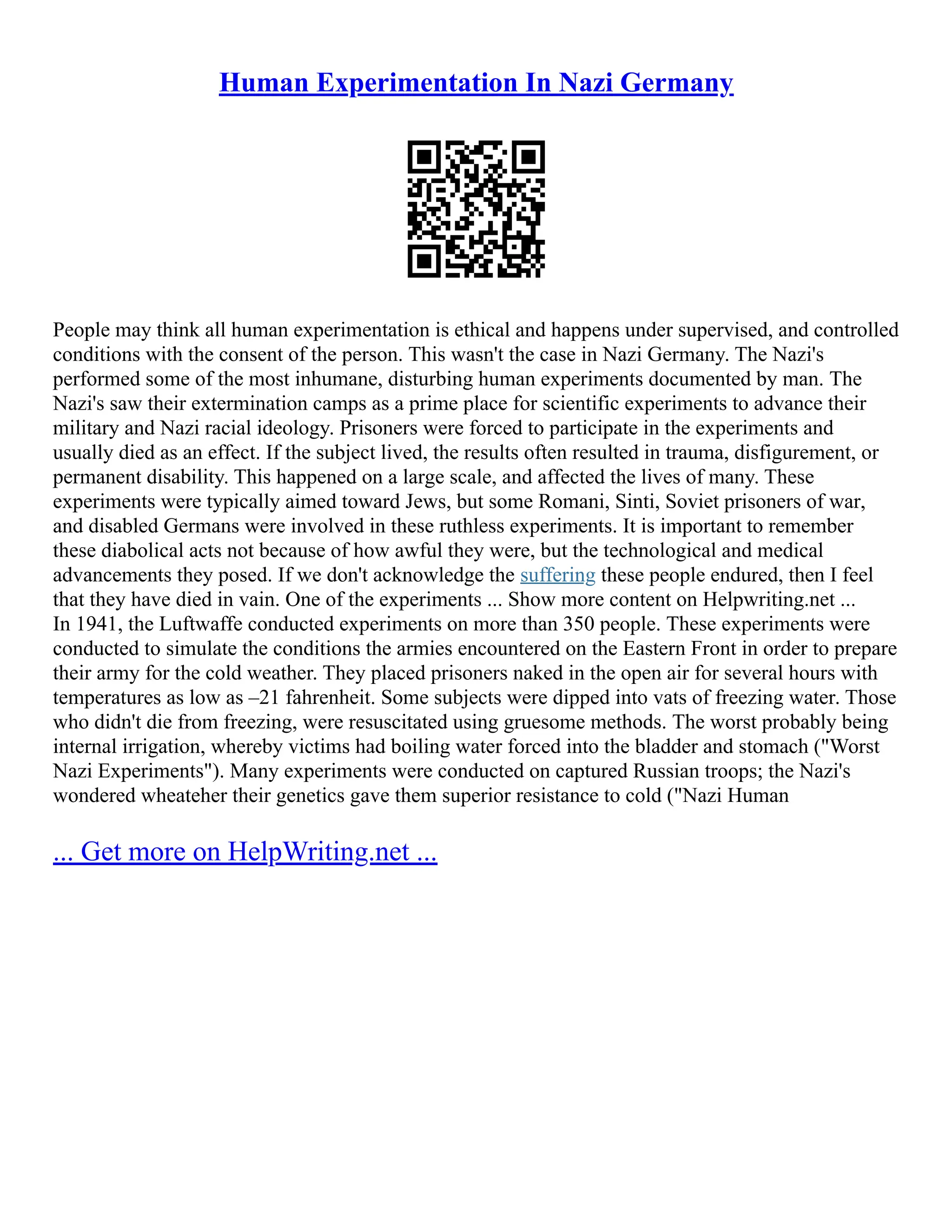 The Pros And Cons Of Human Experimentation | PDF