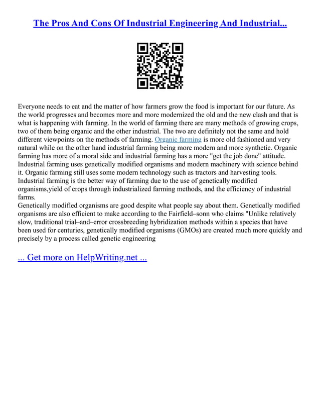 The Pros And Cons Of Industrial Engineering And Industrial... | PDF