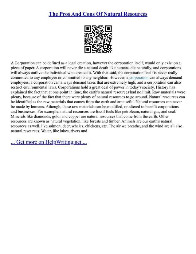 The Pros And Cons Of Natural Resources | PDF
