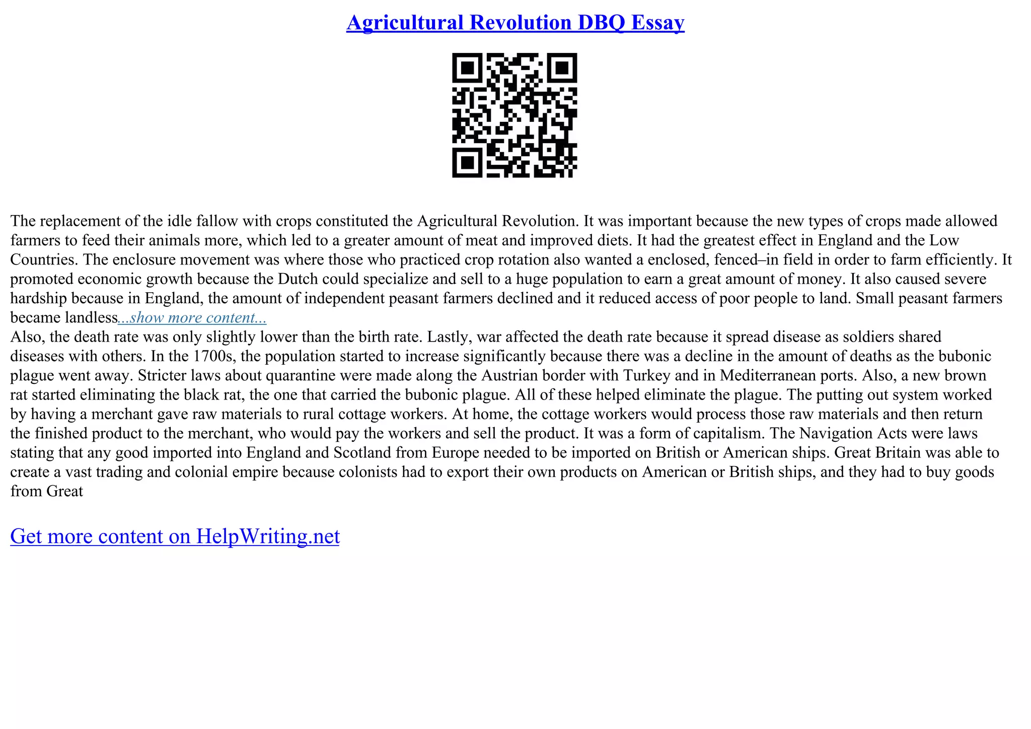 The Pros And Cons Of The Agricultural Revolution | PDF