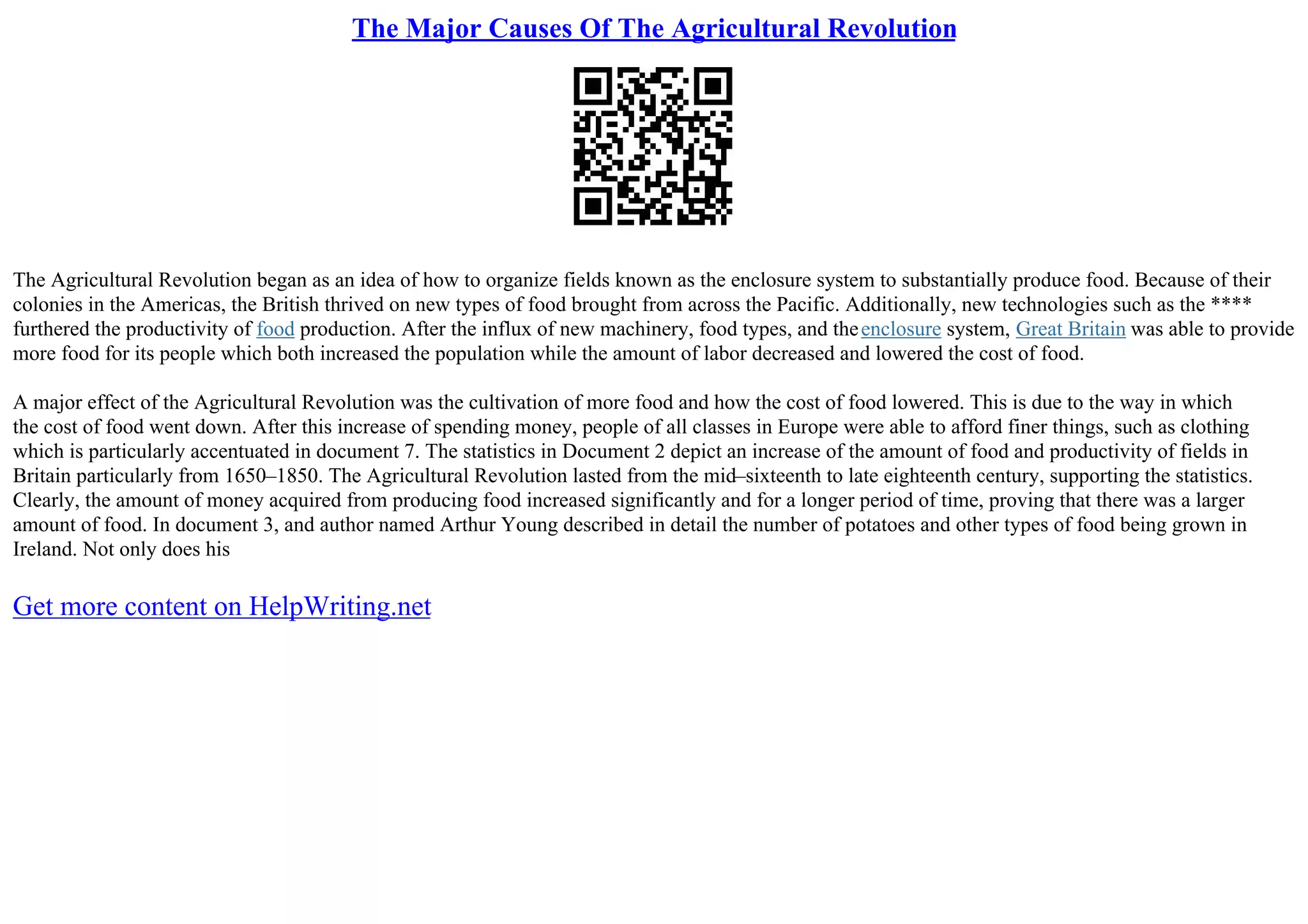 The Pros And Cons Of The Agricultural Revolution | PDF