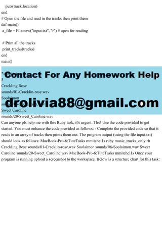 The provided codetrack_file_handling.rb class Track att.pdf | Digital Audio | Computer Software ...