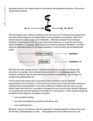 The psychoanalytic act as act and orientation - Alan Rowan | PDF
