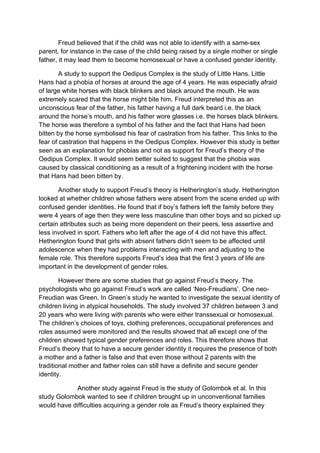 The Psychodynamic Explanations Of Gender Acquisition | DOC | Parenting ...