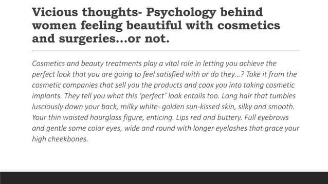 The psychology behind women feeling beautiful with cosmetics | PPT