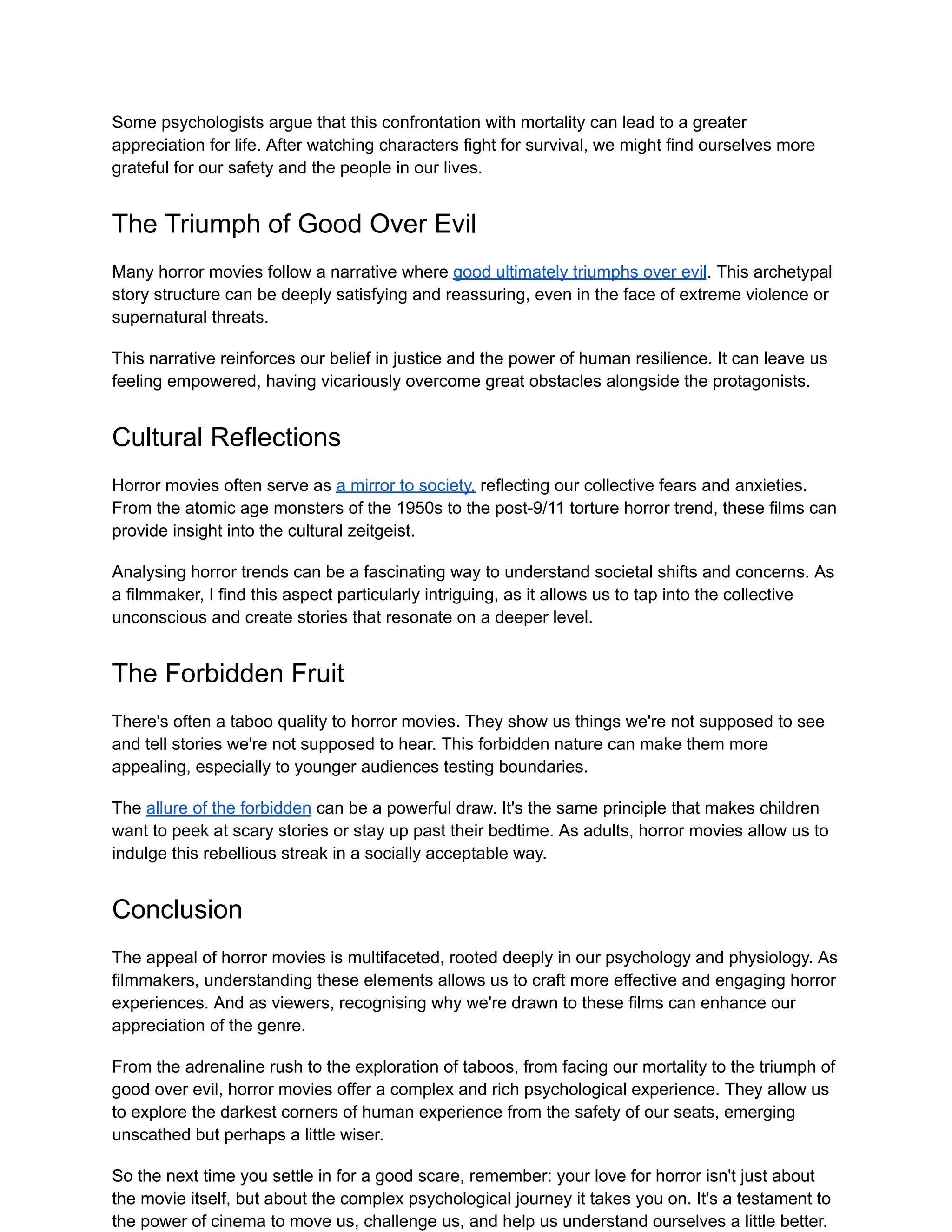 The Psychology of Fear - Why We Love Horror Movies | PDF