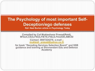The psychology of most important self deception-defense | PPTX