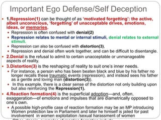 The psychology of most important self deception-defense | PPTX
