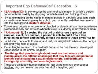 The psychology of most important self deception-defense | PPTX