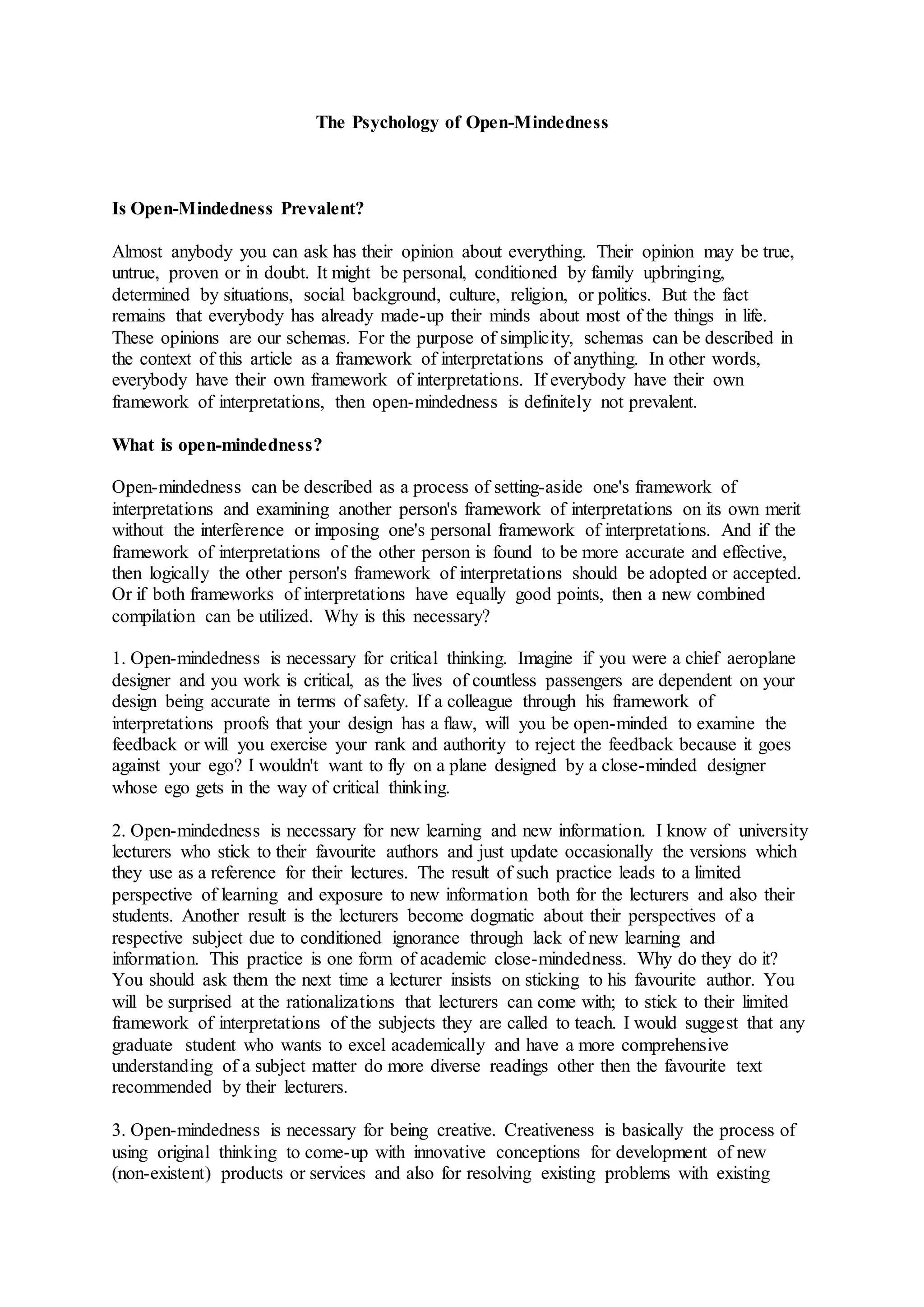 The psychology of open mindedness | DOCX