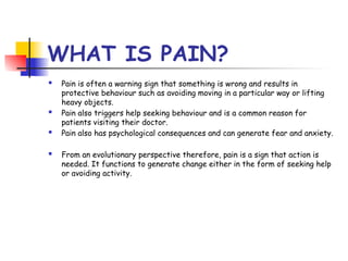 THE PSYCHOLOGY OF PAIN.pptx Health Psychology class for the ...