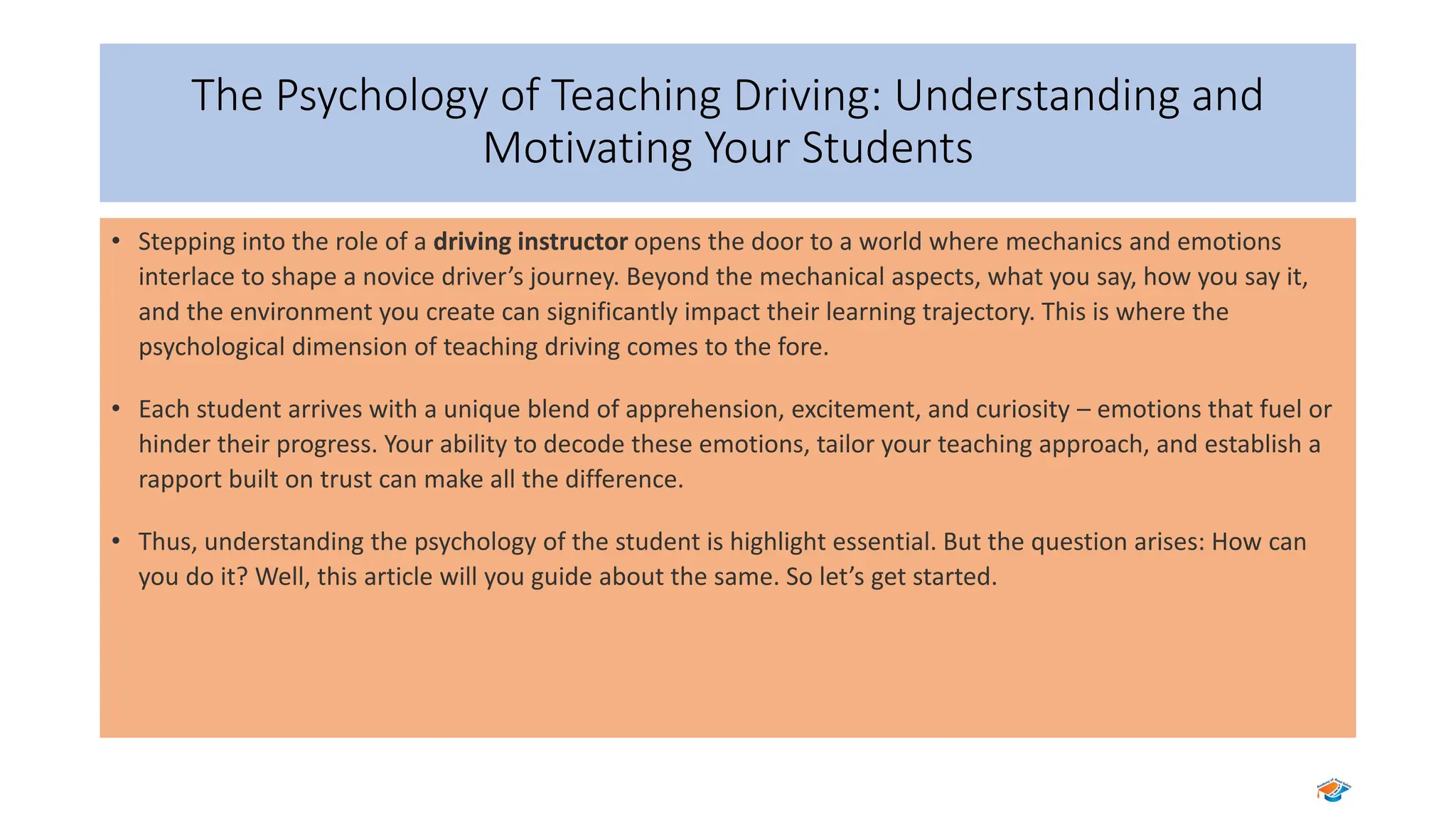 The Psychology of Teaching Driving Understanding and Motivating Your ...