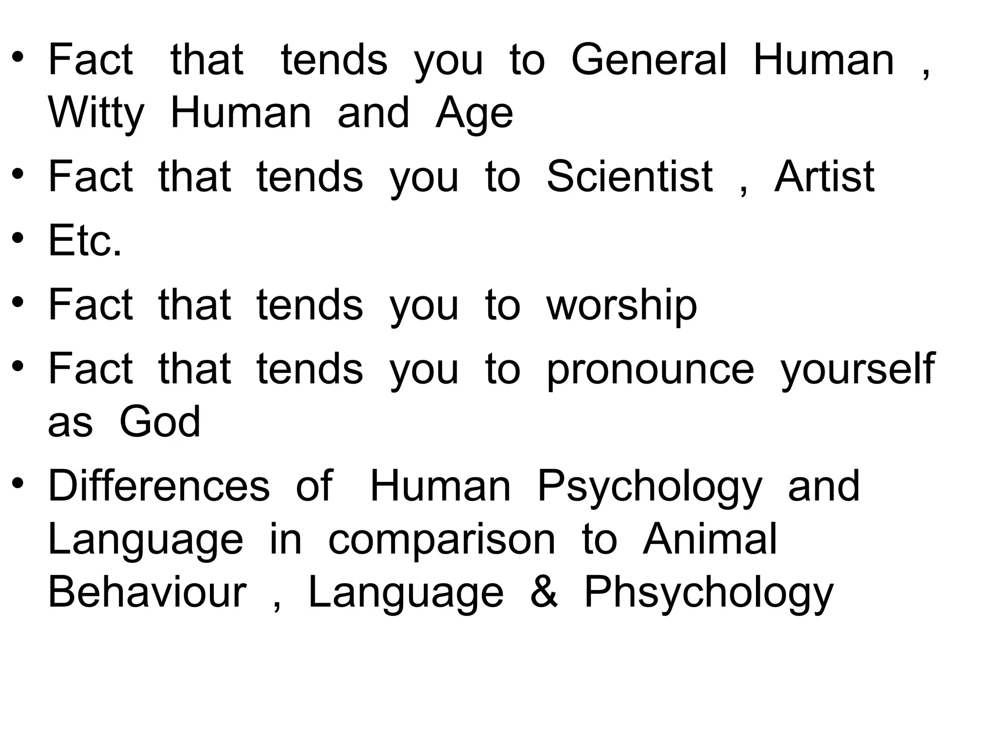 The psyhological facts about a human | PPT