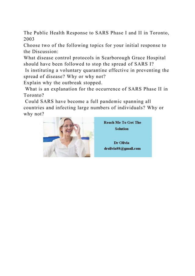 The Public Health Response to SARS Phase I and II in Toronto, 2003.docx