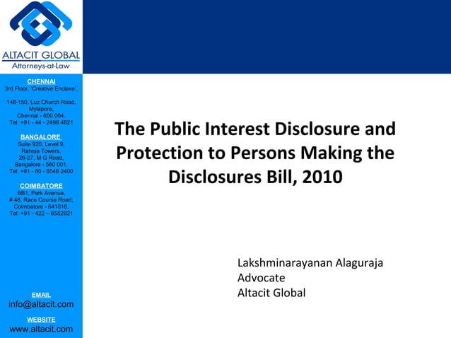 The public interest disclosure and protection to persons making the ...