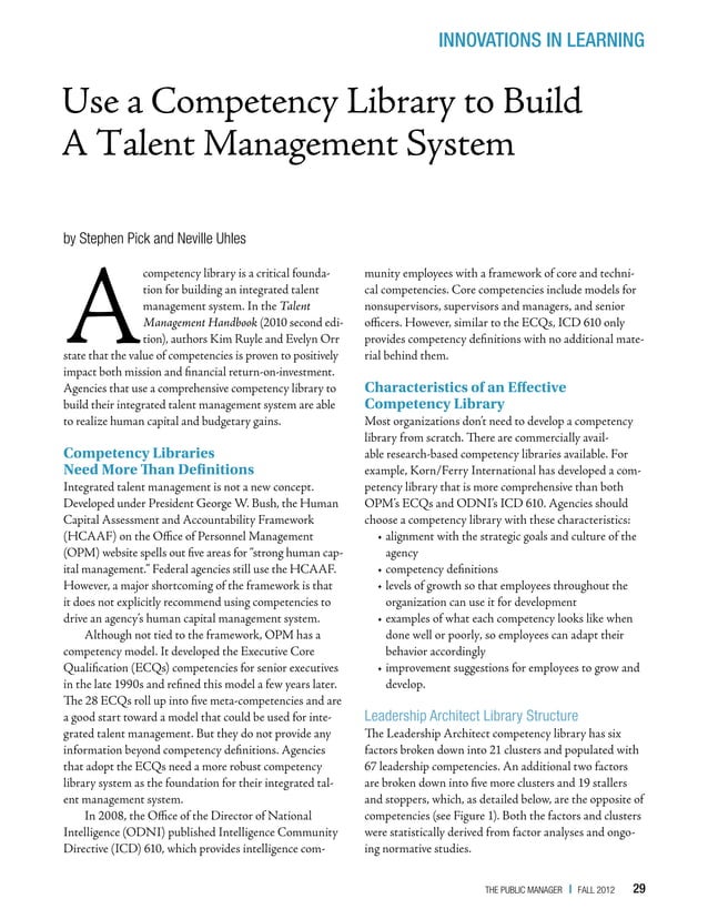 Use a Competency Library to Build An Integrated Talent Management ...