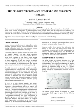 The pullout performance of square and dsr screw threads | PDF