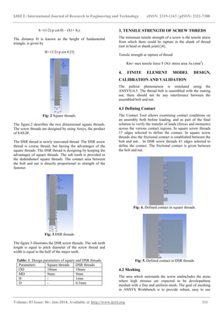 The pullout performance of square and dsr screw threads | PDF