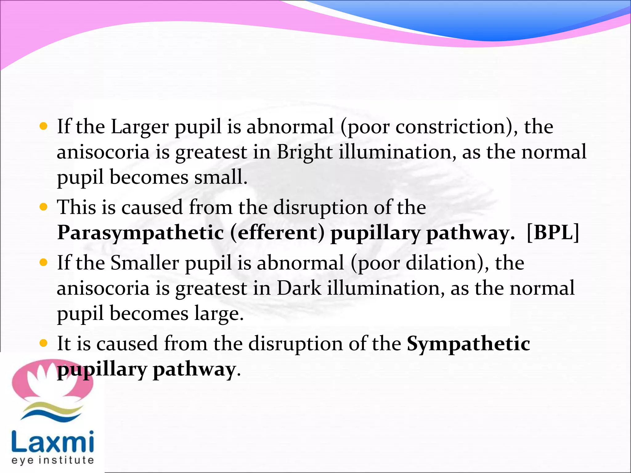 The pupillary pathway and its clinical aspects | PPTX