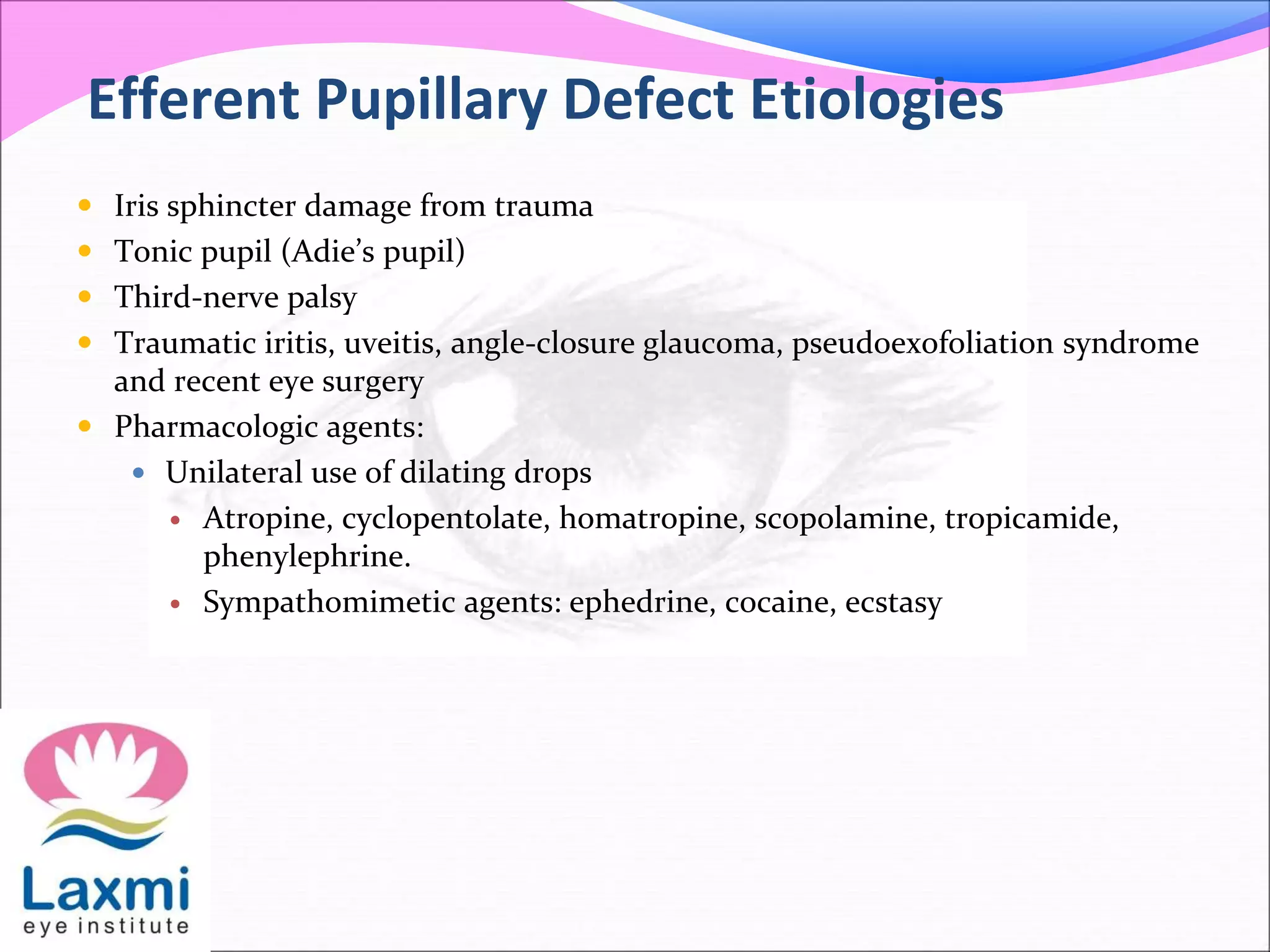The pupillary pathway and its clinical aspects | PPTX