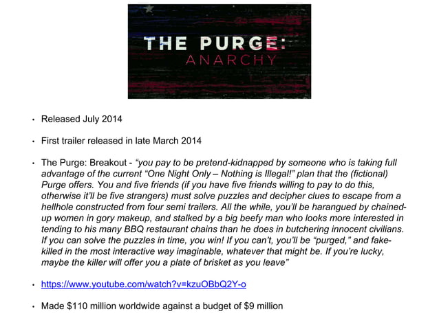 The Purge - Marketing Case Study | PPT