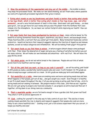 The Purpose of Cooking Class | PDF