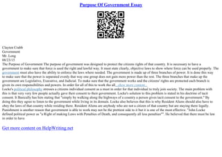 The Purpose Of Government | PPT