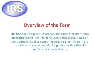 What is IRS Form 8949 | IRS Form 8949 Instructions | PPTX