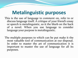 The purpose of language | PPTX