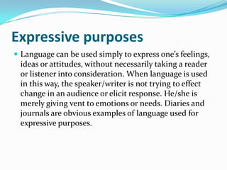 The purpose of language | PPTX