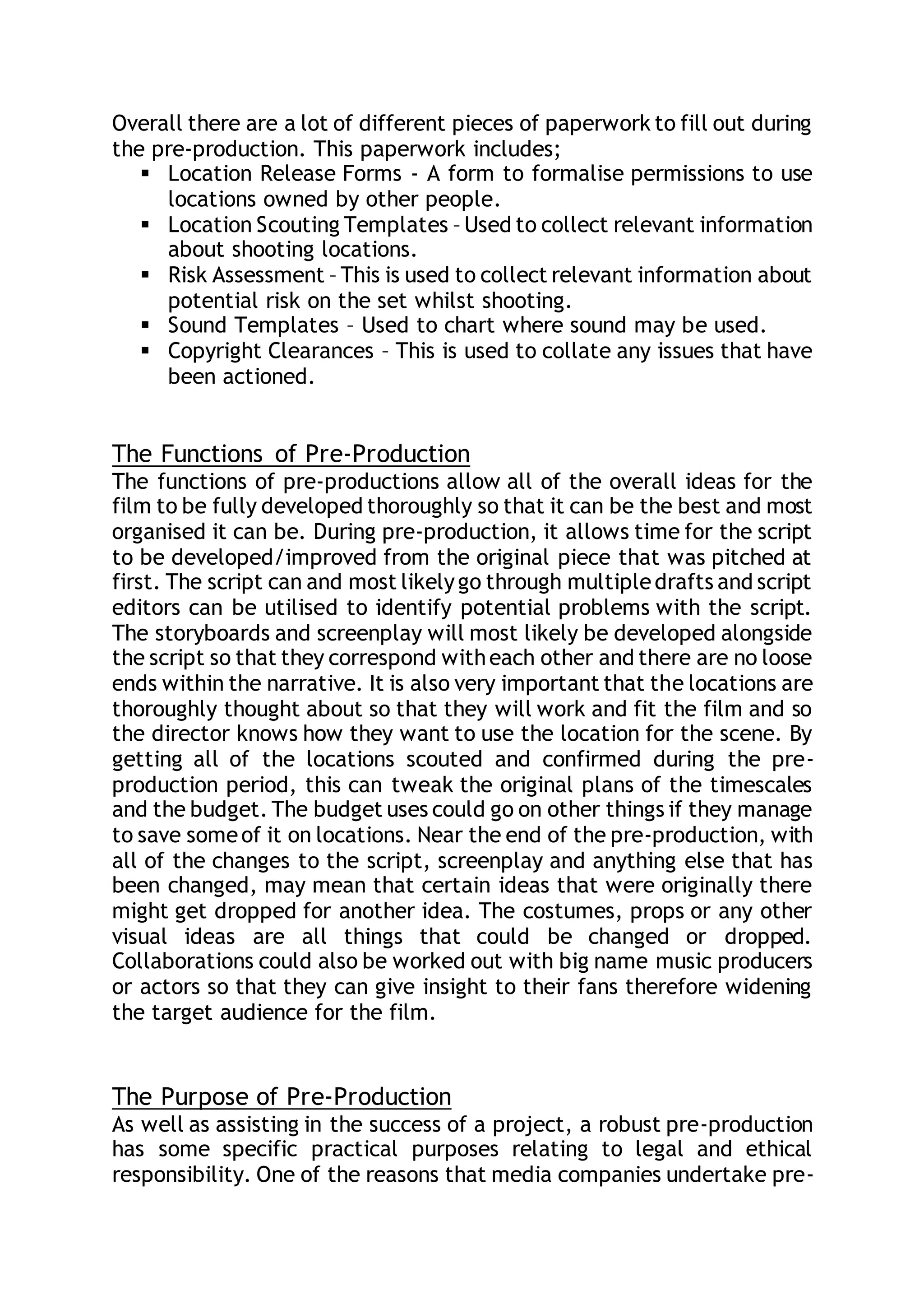 Pre-Production Requirements | DOCX