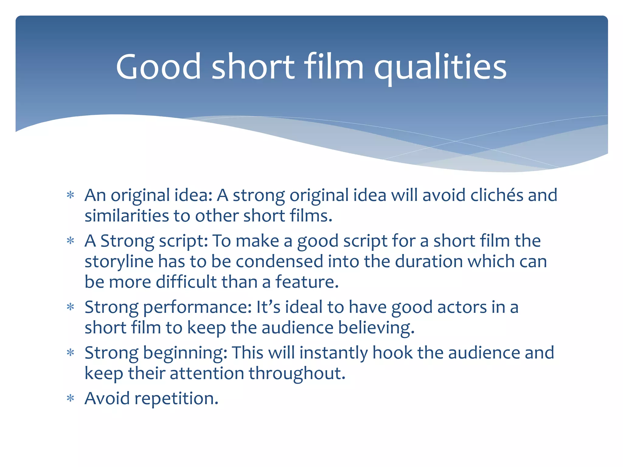 The purpose of short films | PPTX