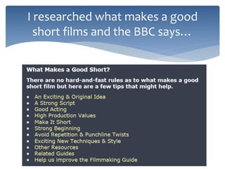 The purpose of short films | PPTX