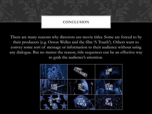 The purpose of the title sequence and film | PPTX