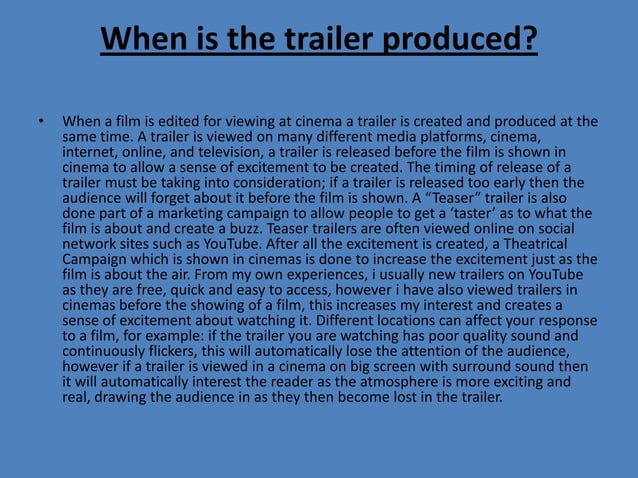 The purpose of trailers | PPTX | Video Production | Content Production