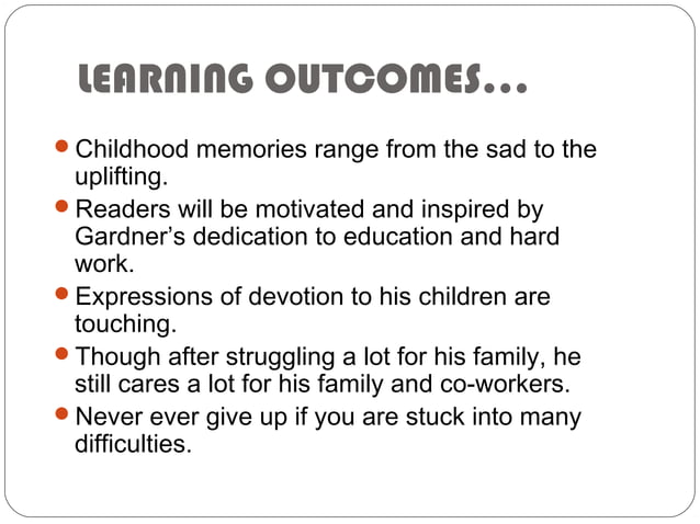 THE PURSUIT OF HAPPYNESS ( CHRIS GARDNER) BOOK REVIEW | PPT