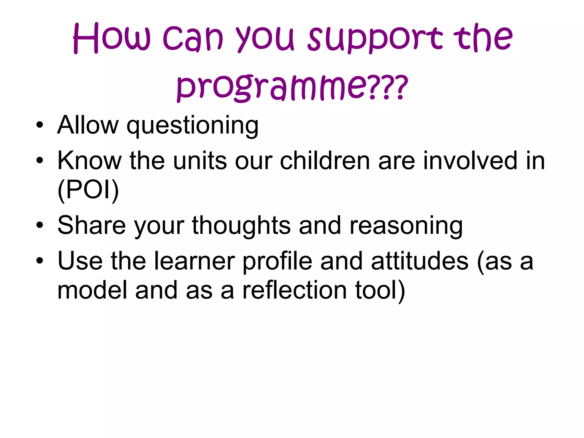 PYP overview for parents | PPT
