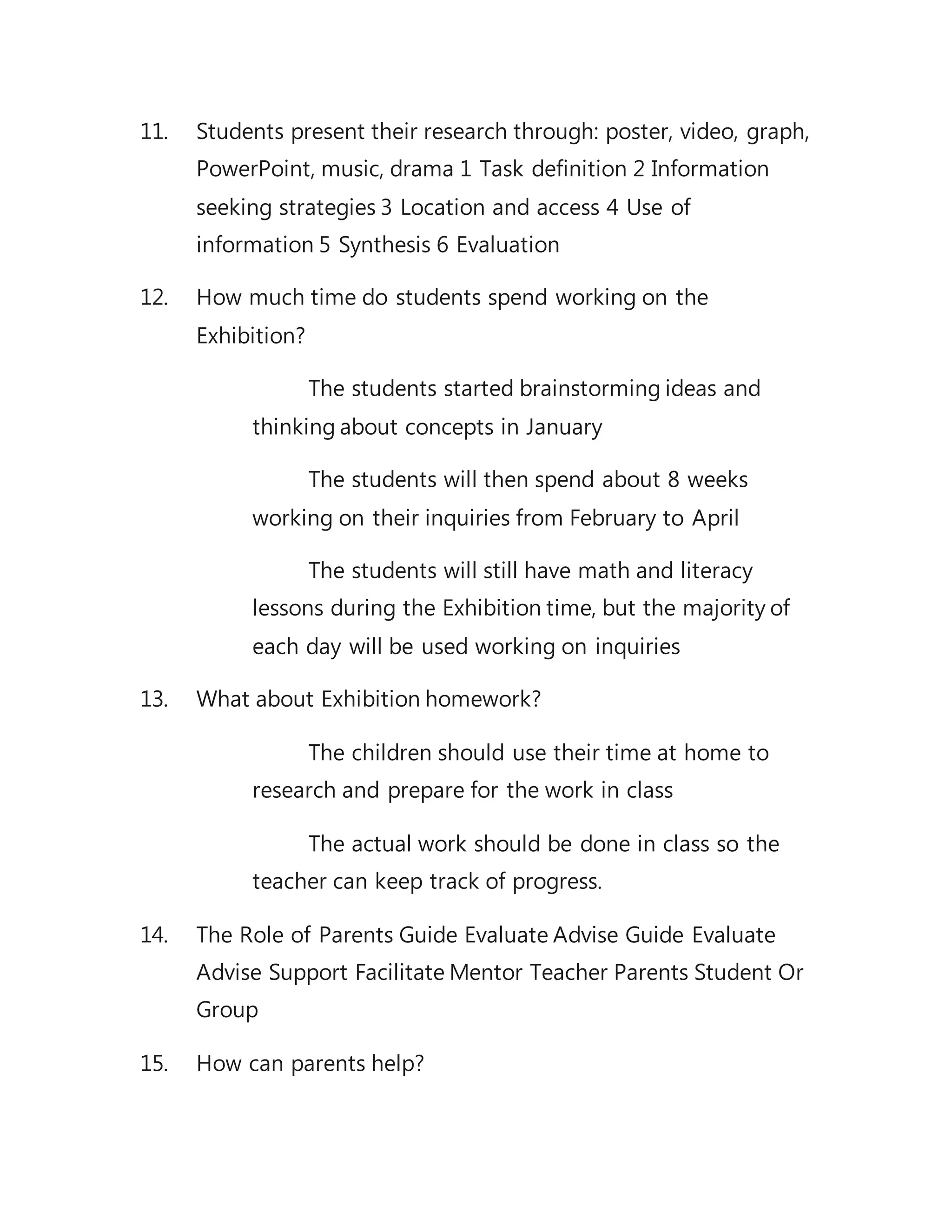 The pyp exhibition parent presentation | DOCX