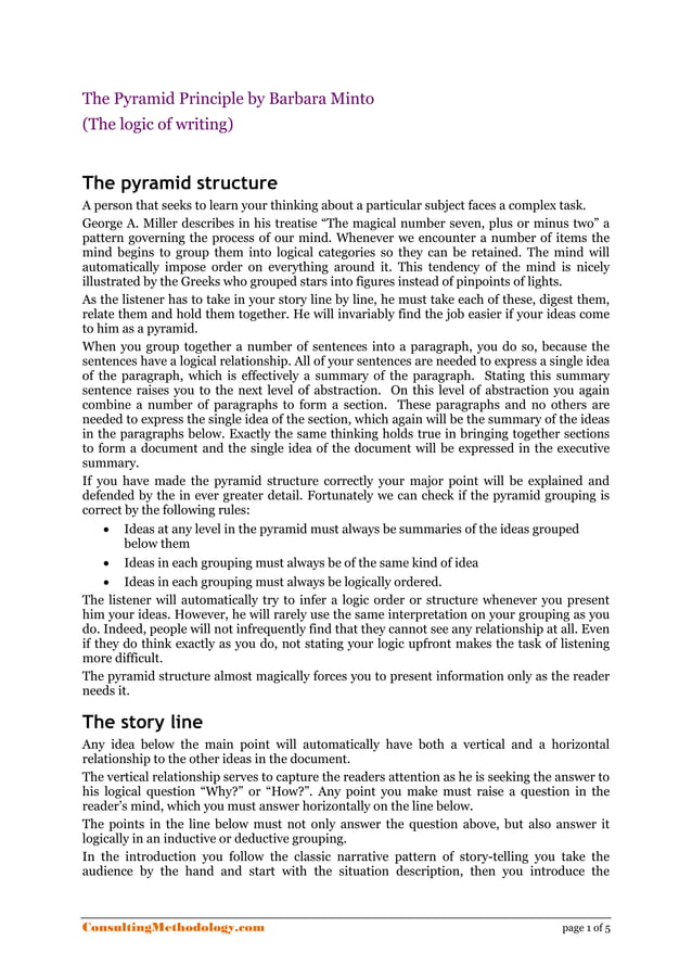 The pyramid principle by barbara minto | PDF | Science