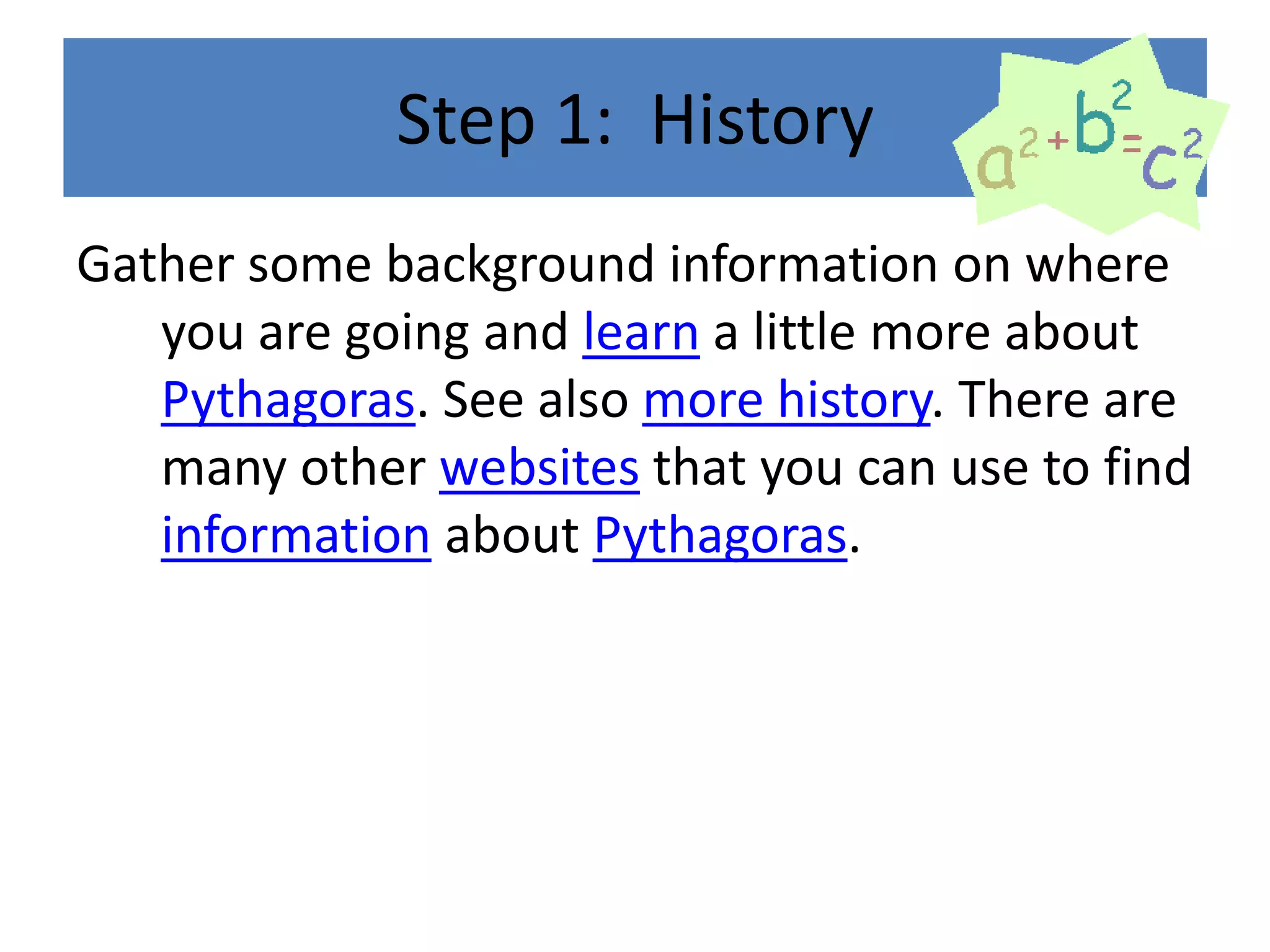 The pythagorean theorem webquest mathconn | PPTX