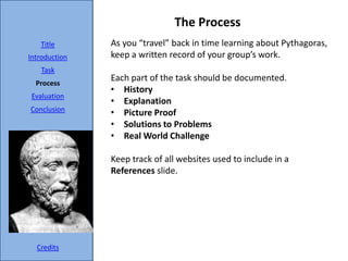 The pythagorean theorem webquest mathconn | PPTX