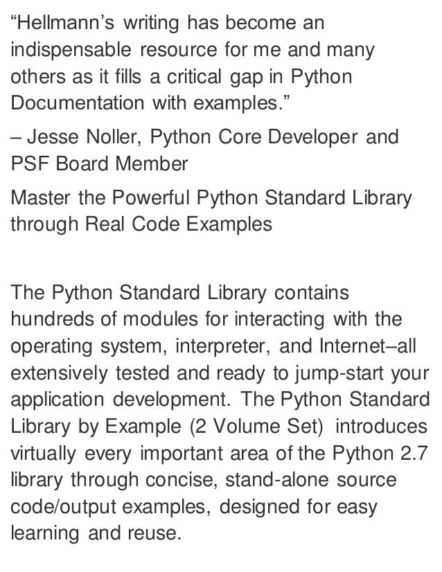 The python standard library by example 1st edition pdf ebook full free The python standard library by example 1st edition pdf ebook full free