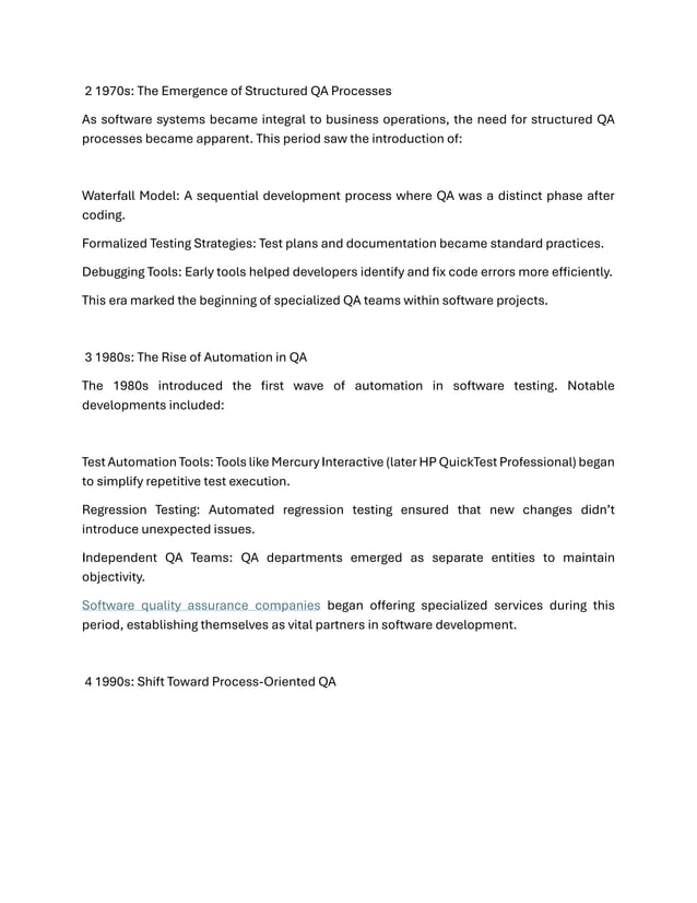 The QA Timeline - Key Milestones in the Evolution of Quality Assurance ...